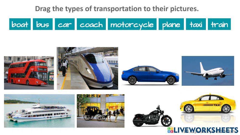 Transportation online exercise for basic | Live Worksheets