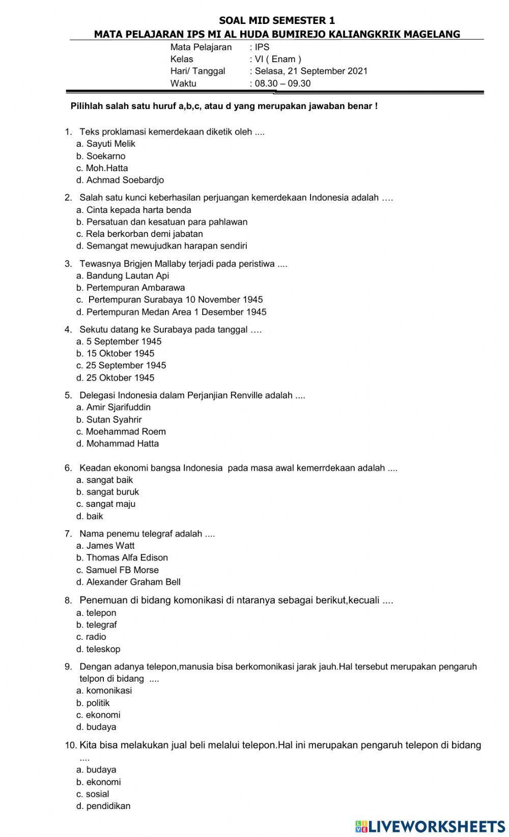 Ips online exercise for 6 | Live Worksheets