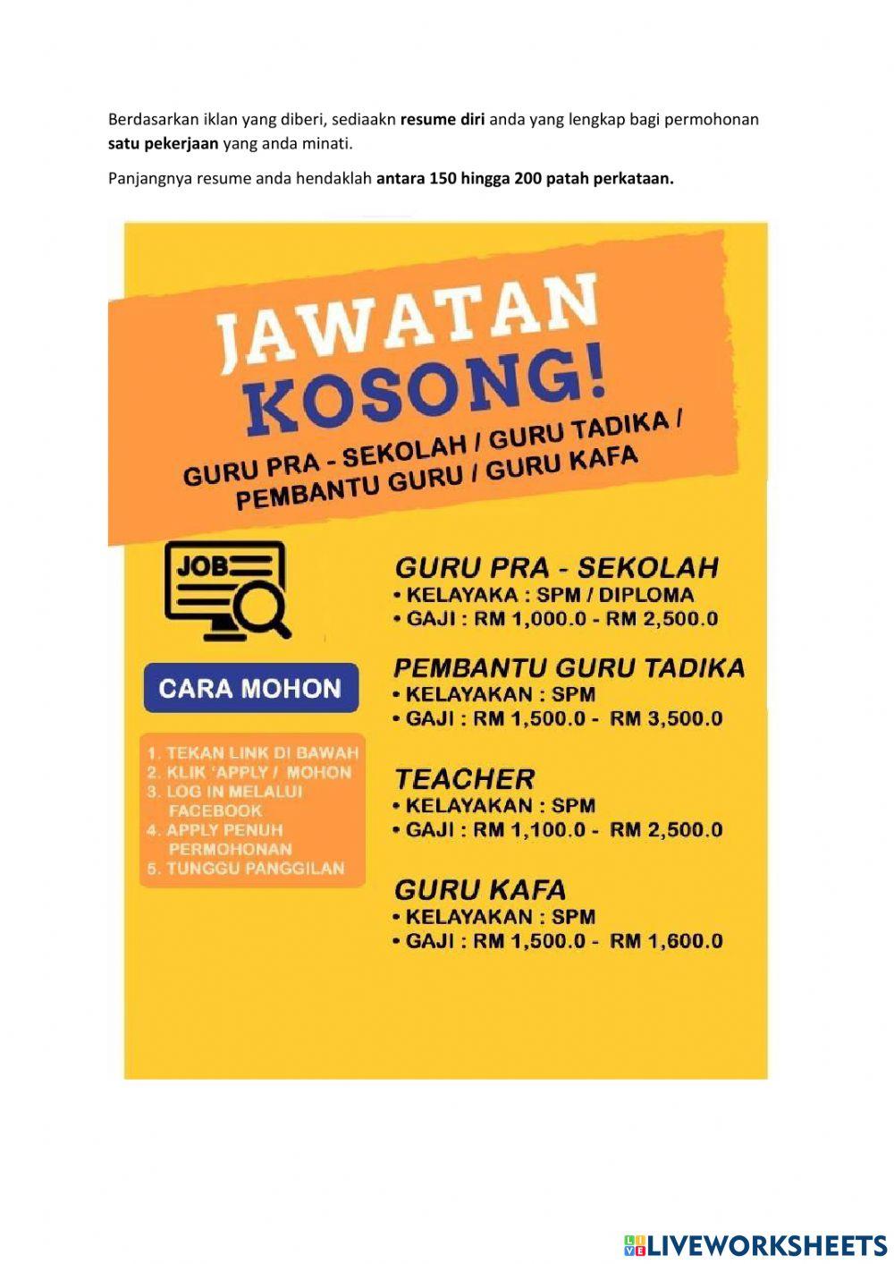 RESUME DIRI online exercise for | Live Worksheets