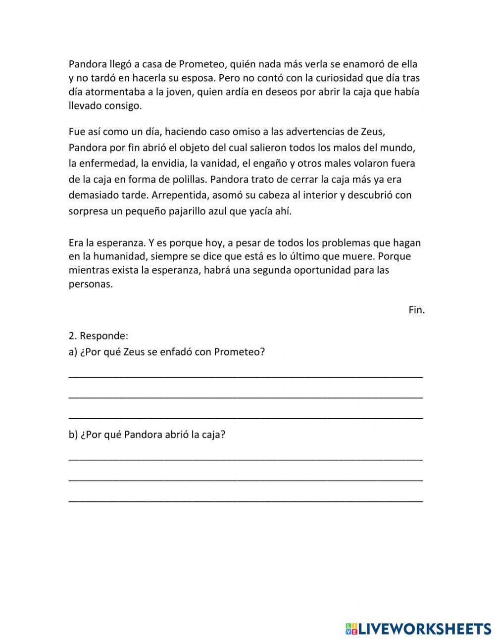 guia mito 4° online exercise for | Live Worksheets
