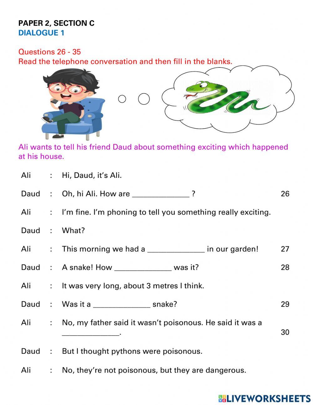 Information Transfer & Dialogue worksheet | Live Worksheets