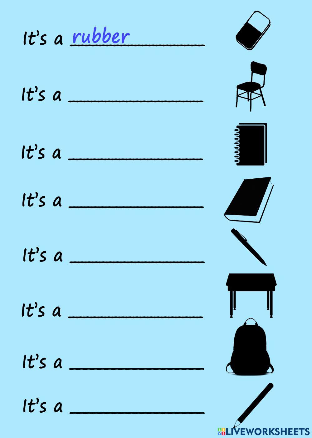 Classroom objects online exercise for 2 | Live Worksheets