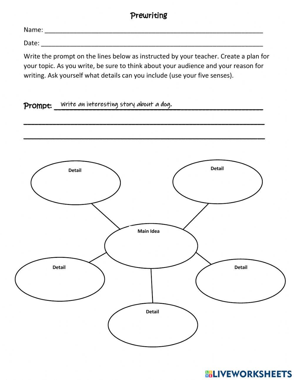 Prewriting | LiveWorksheets | 1415599