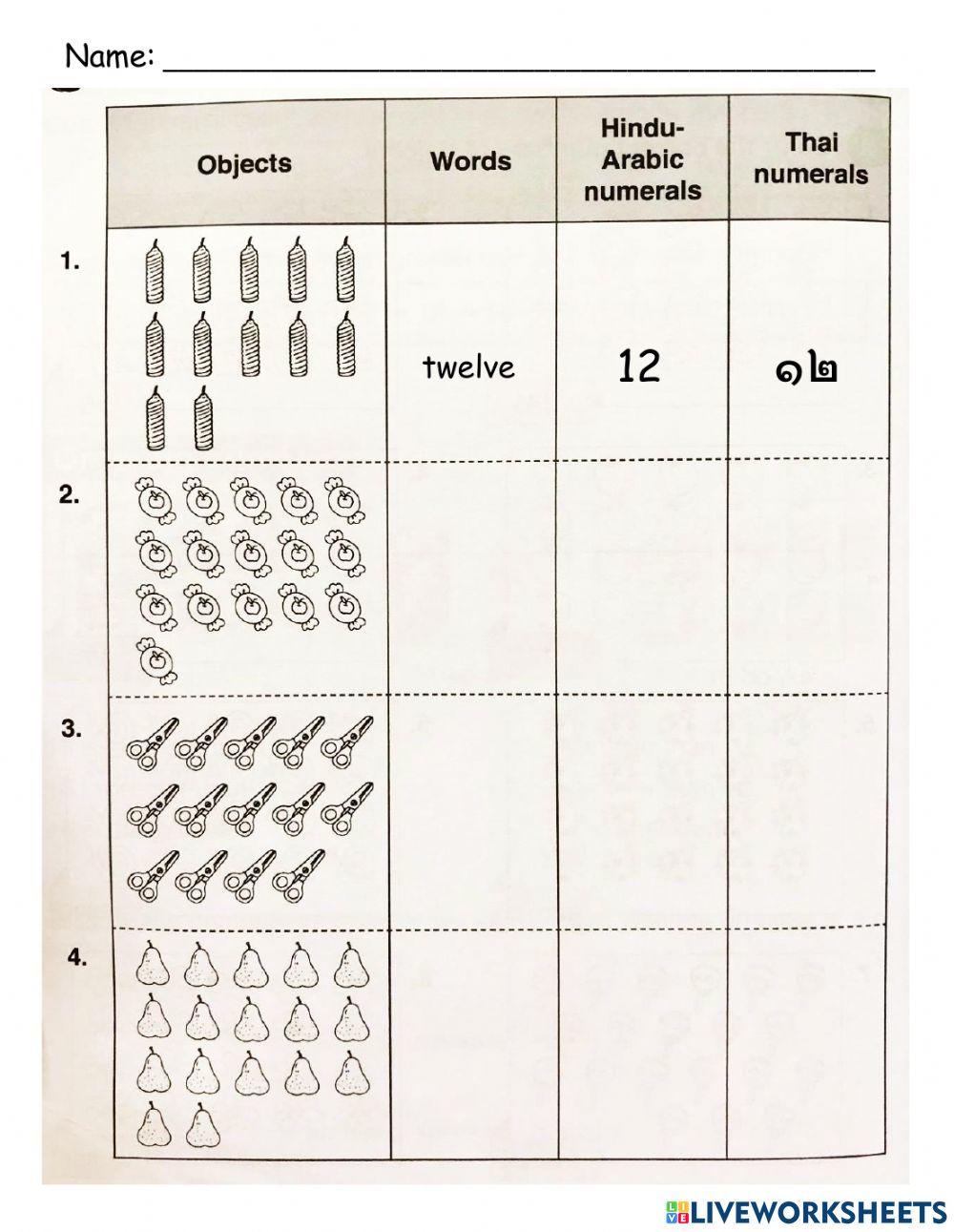 Numbers from 11-20 worksheet | Live Worksheets
