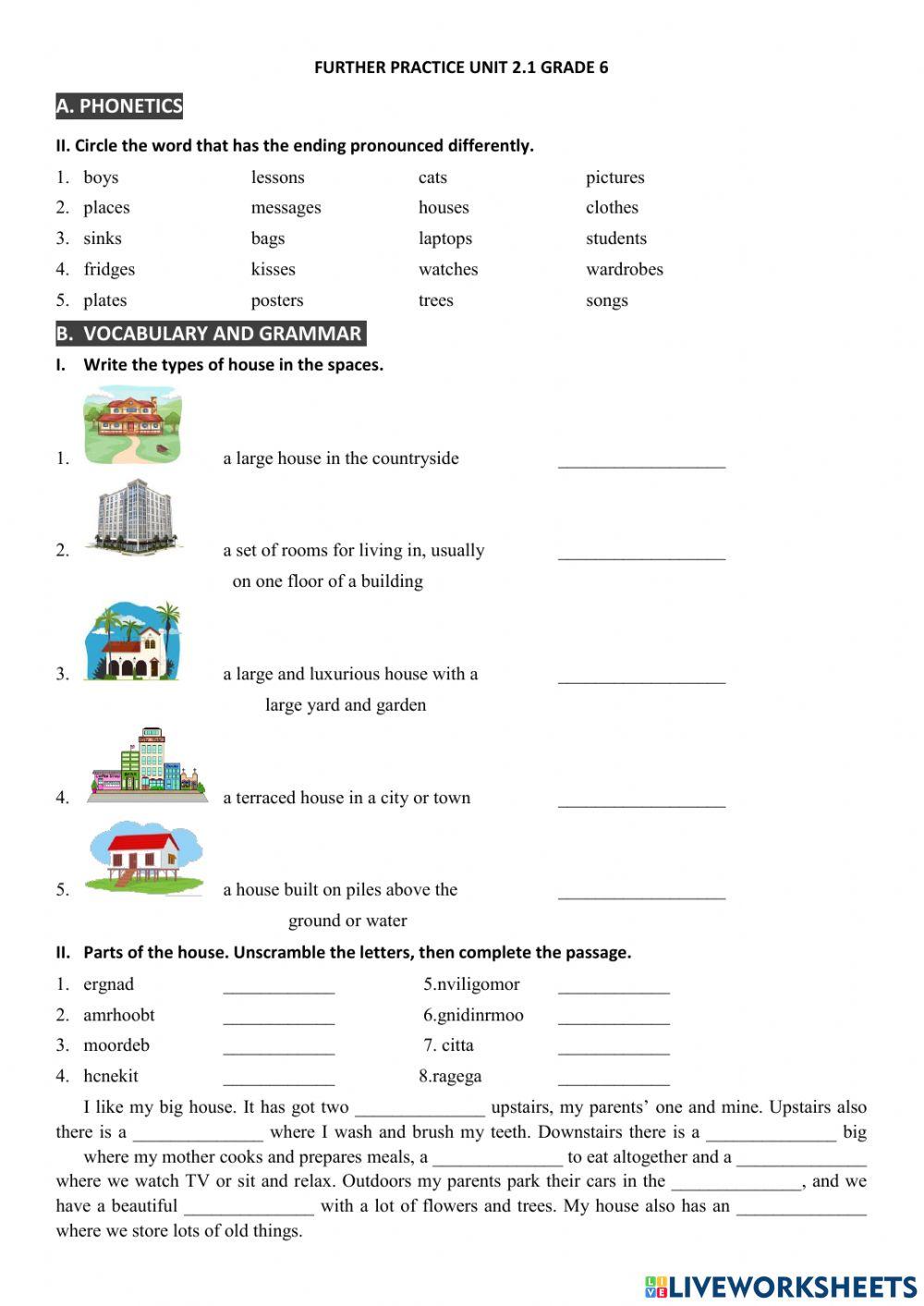 E6 Further Practice Unit 2.1 | vanpl | Live Worksheets