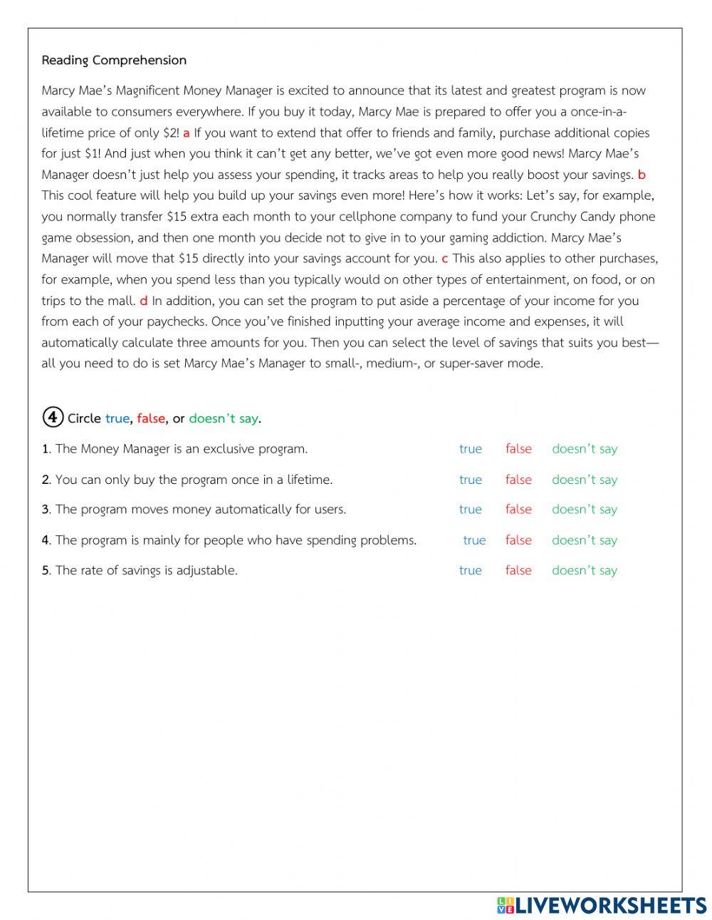 Final test M6 online exercise for | Live Worksheets