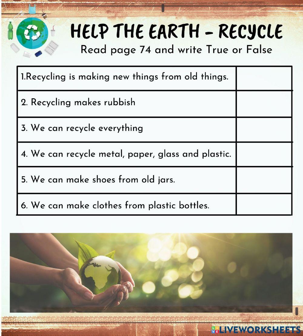 Help the Earth worksheet | Live Worksheets