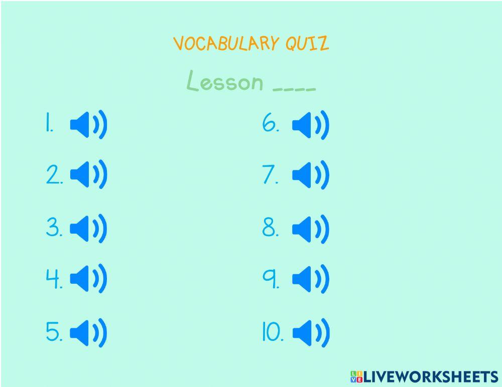Quiz - Lesson 1 | Free Interactive Worksheets | 1415981