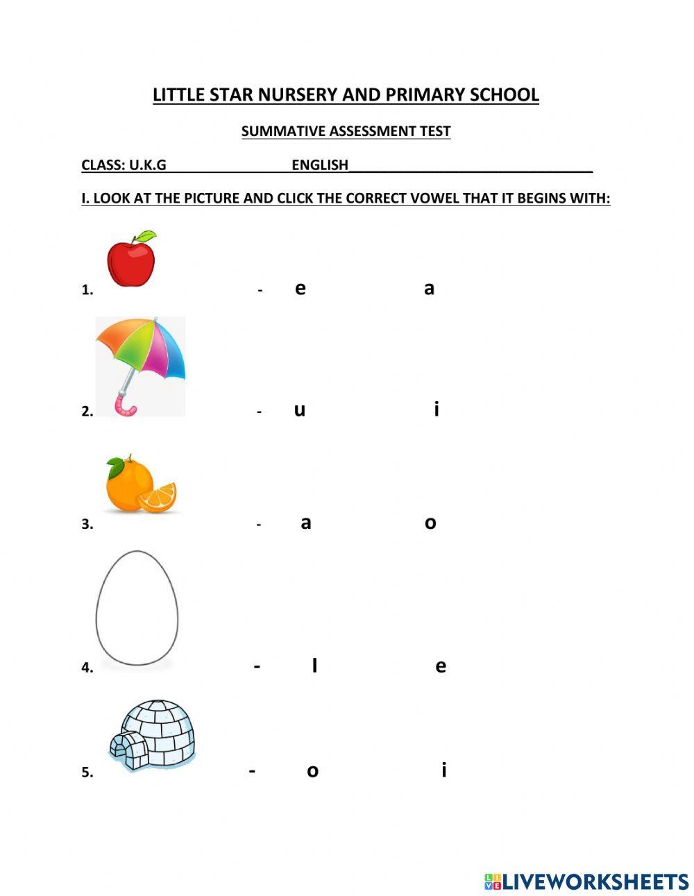Summative Assessment | Live Worksheets