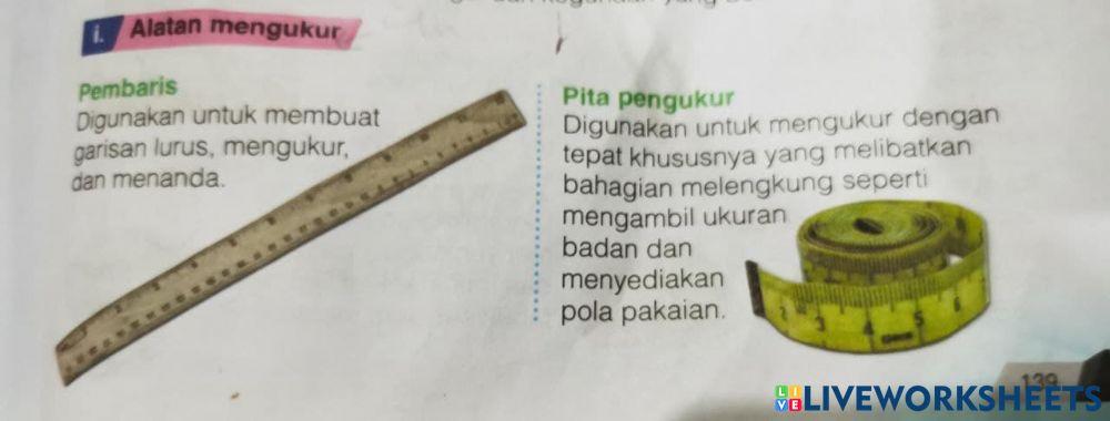 Alatan mengukur worksheet | Live Worksheets