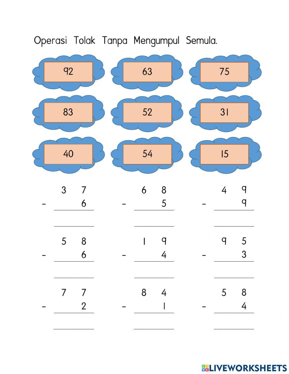 Operasi Tolak online exercise for Pemulihan | Live Worksheets