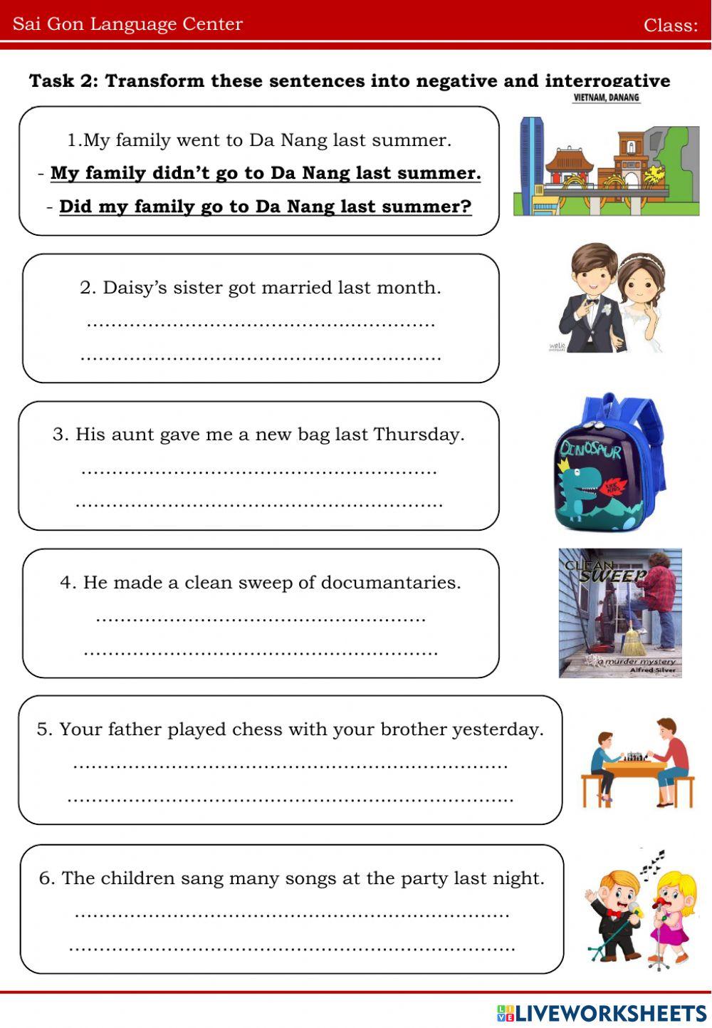 Past simple tense interactive worksheet for FFS2 | Live Worksheets