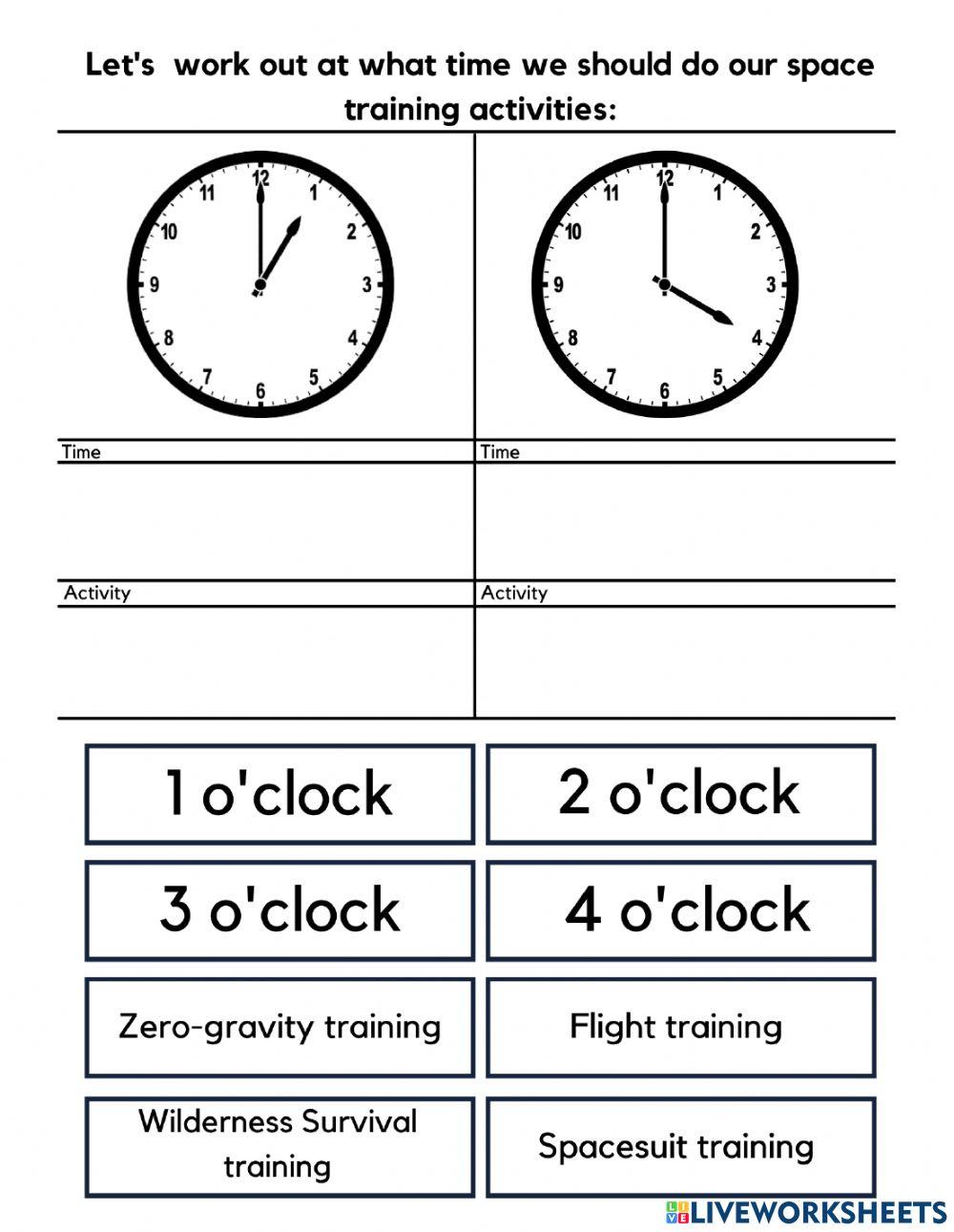 Time - o'clock activity | Live Worksheets