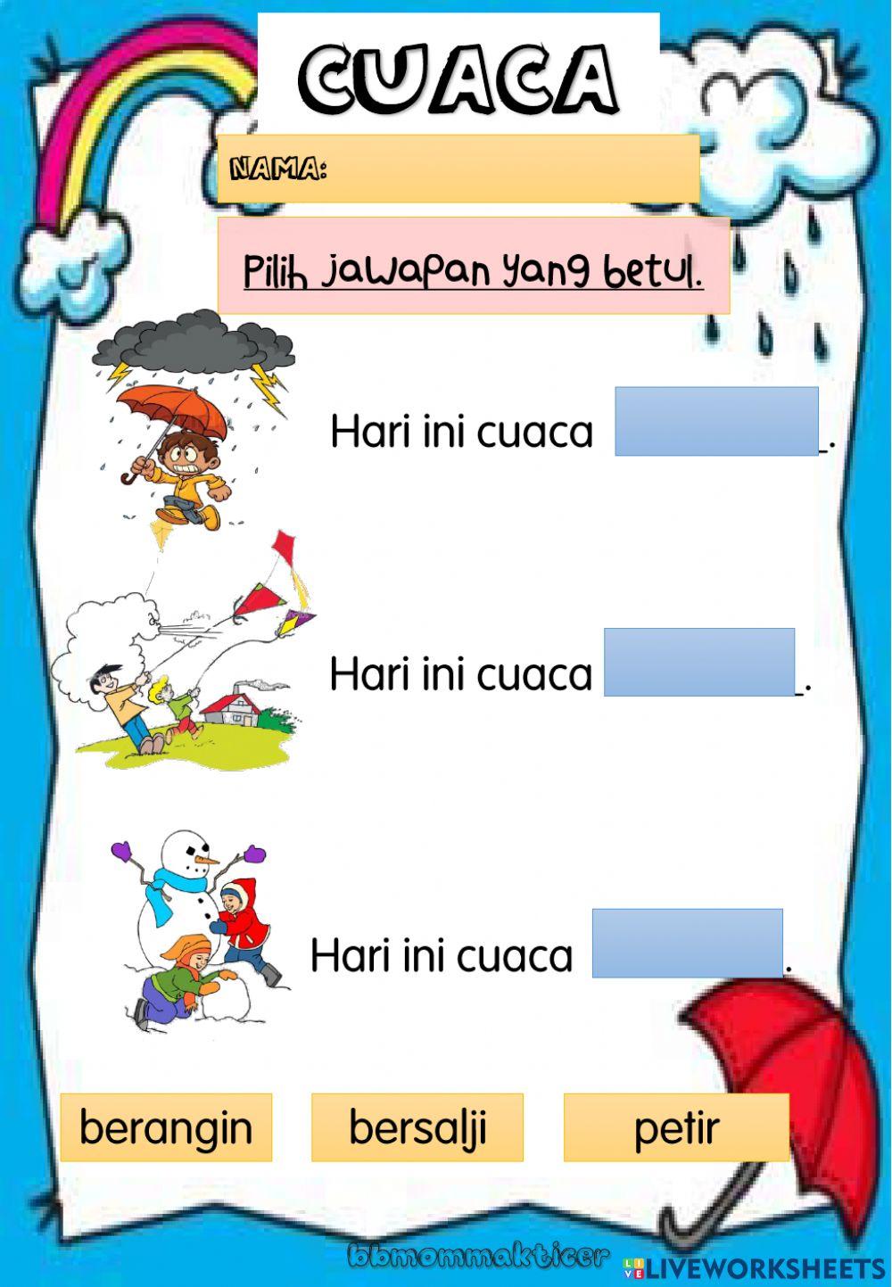 Cuaca online pdf worksheet | Live Worksheets