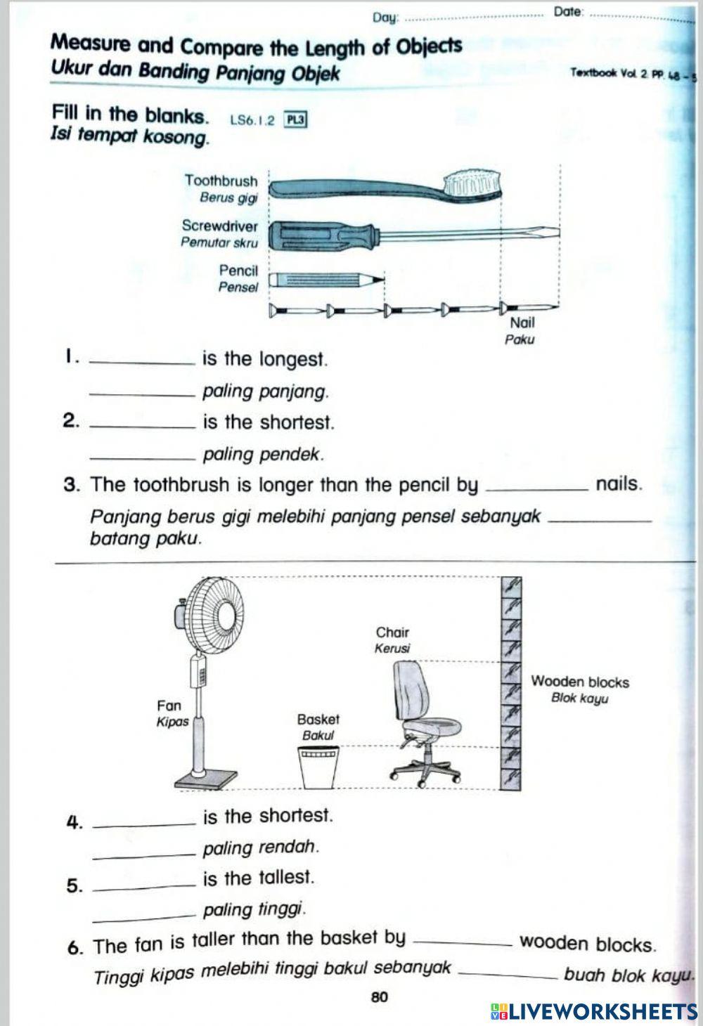 Length free activity | Live Worksheets