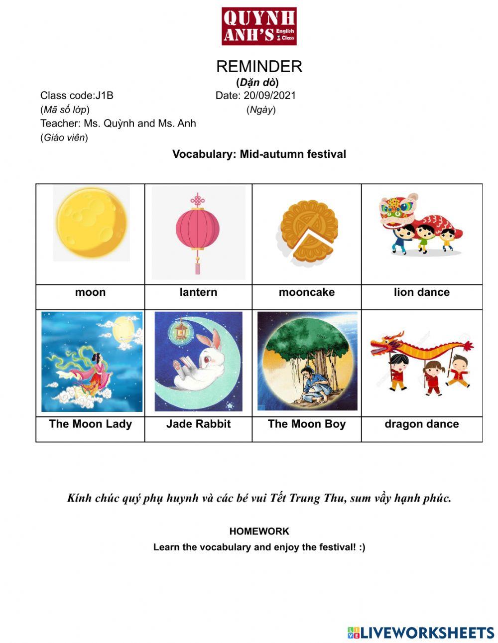 Reminder 1417261 | MsQuynhAnh | Live Worksheets