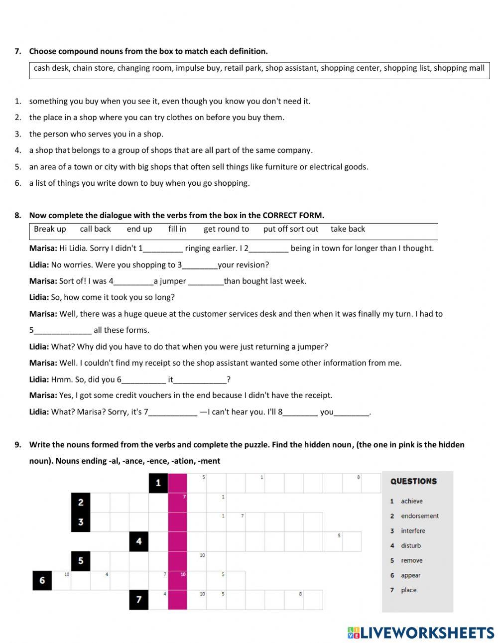 Mock Exam online pdf worksheet | Live Worksheets