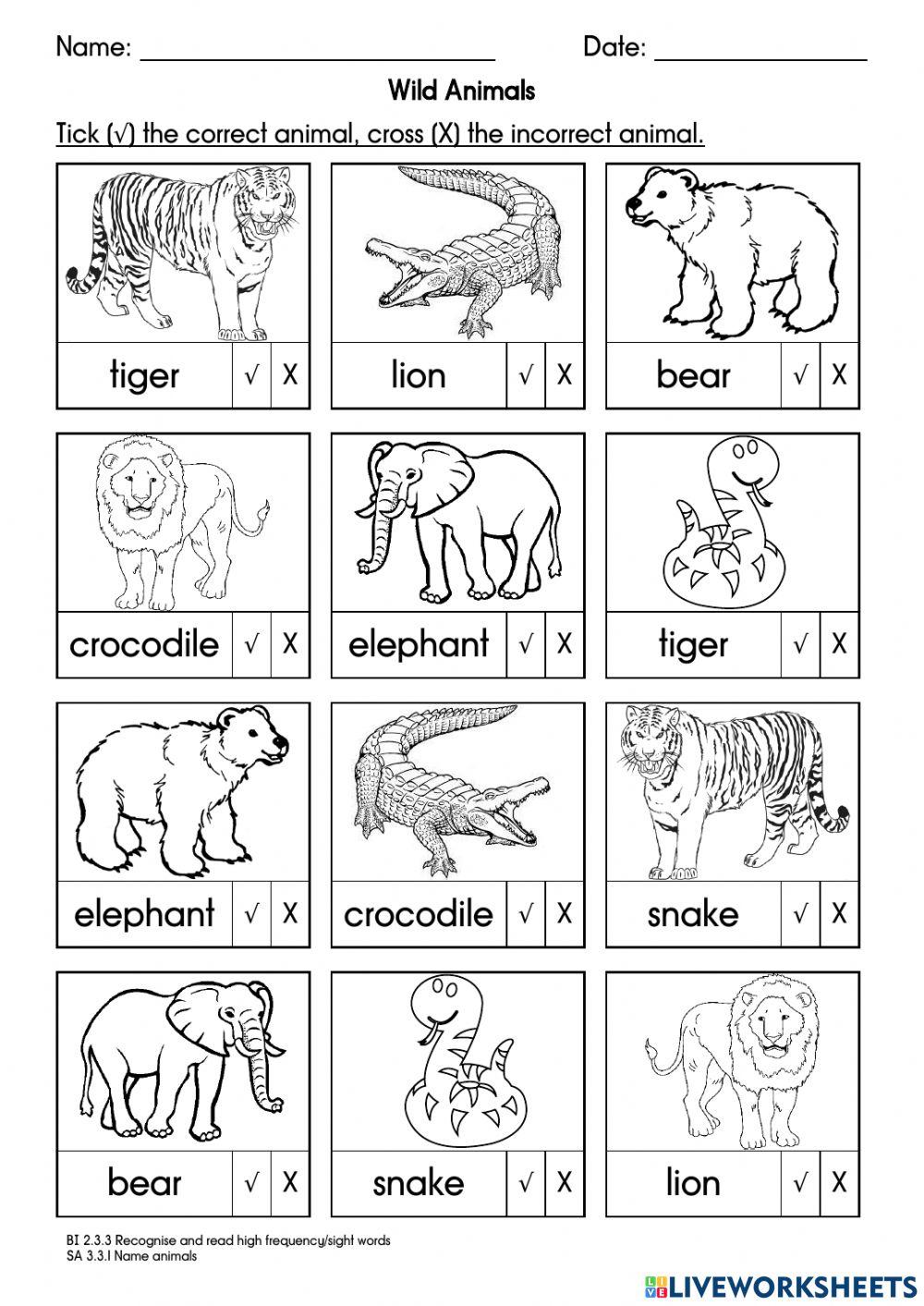1417685 | Wild Animals | irenebowl | LiveWorksheets