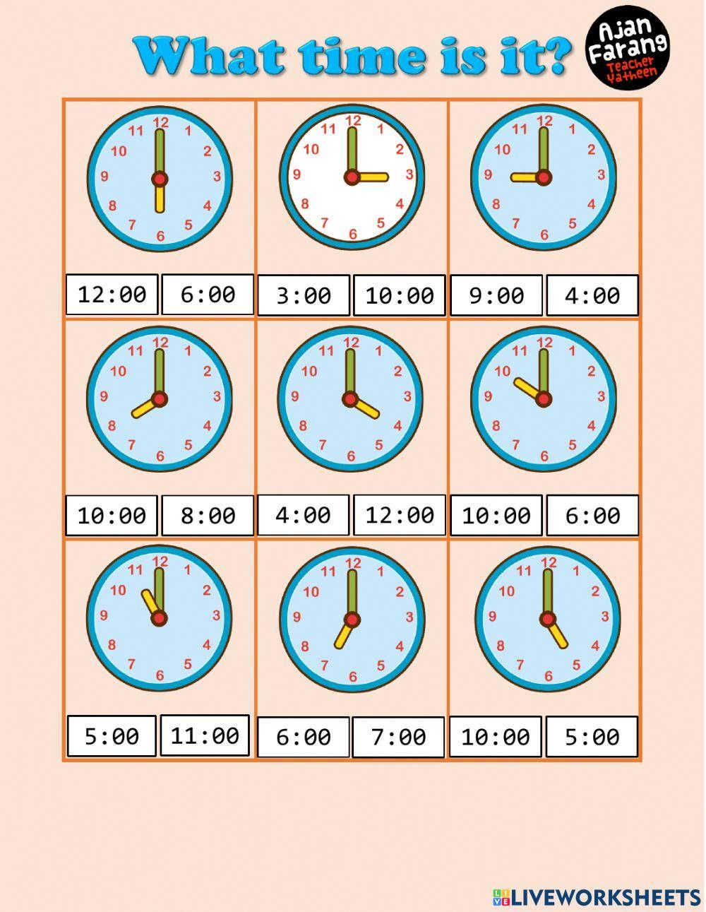 1417727 | Time - Clock | Yatheen Majanu | LiveWorksheets