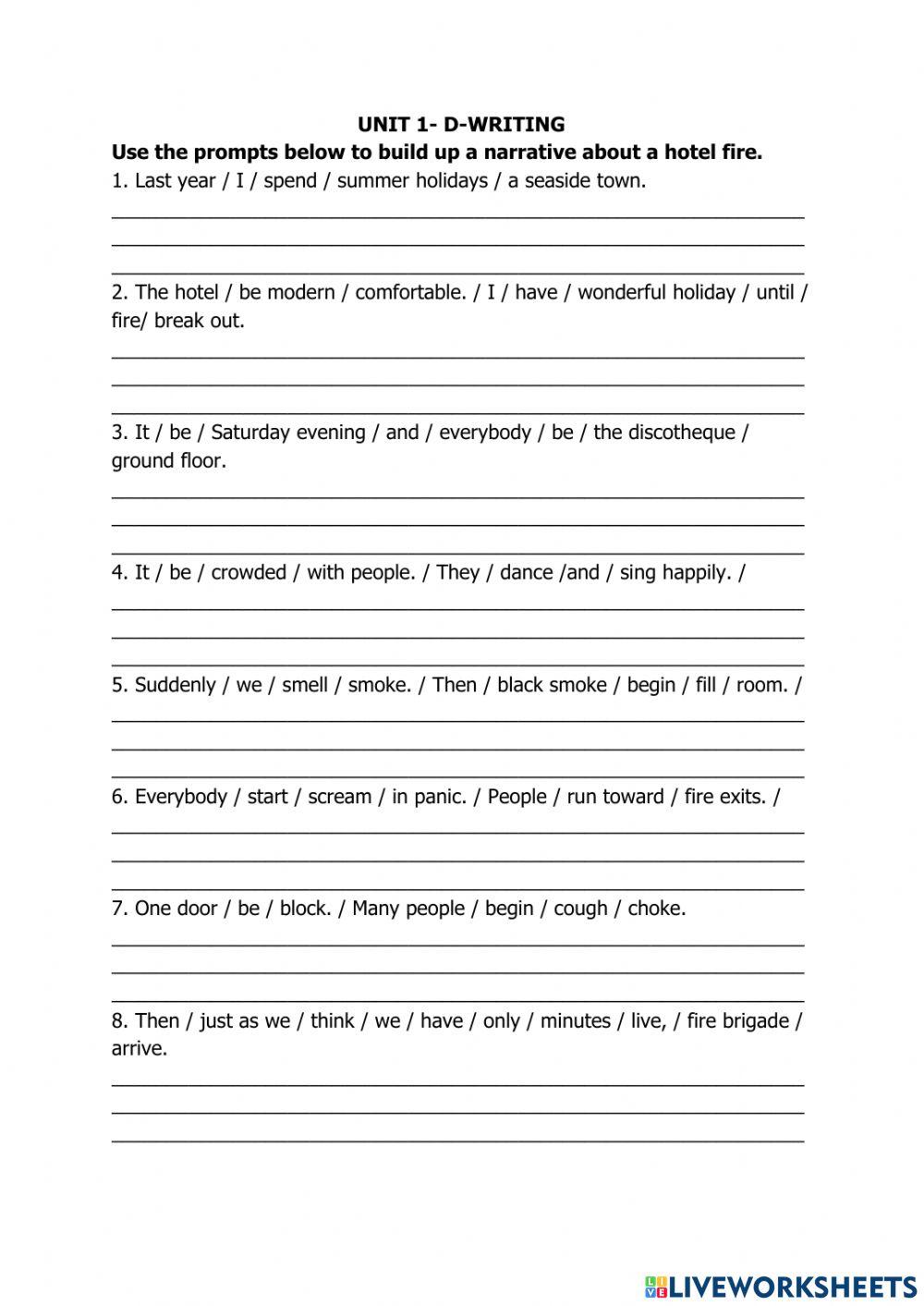 E10-unit1-d-writing worksheet | Live Worksheets