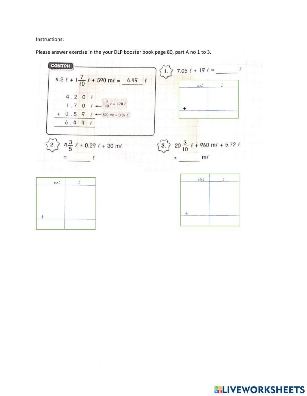 Measurement interactive exercise for YEAR 5 | Live Worksheets