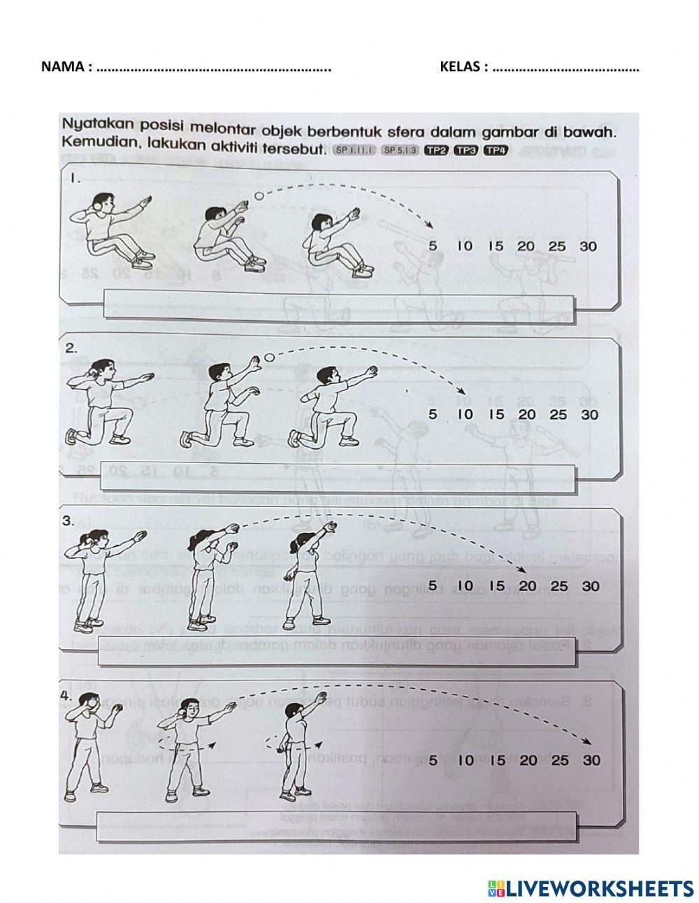 Melontar dan merejam objek berbentuk sfera dan rod worksheet | Live ...