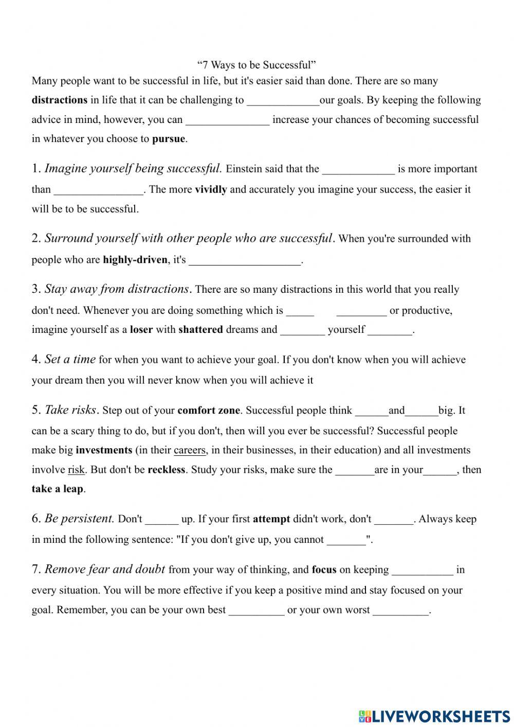 Success online activity | Live Worksheets