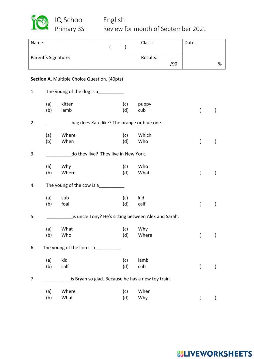 Monthly Review interactive worksheet | Live Worksheets