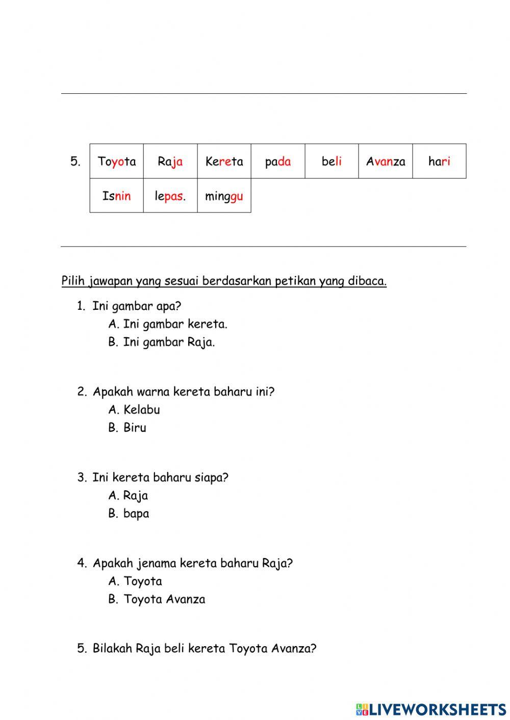 Modul Bacaan worksheet | Live Worksheets