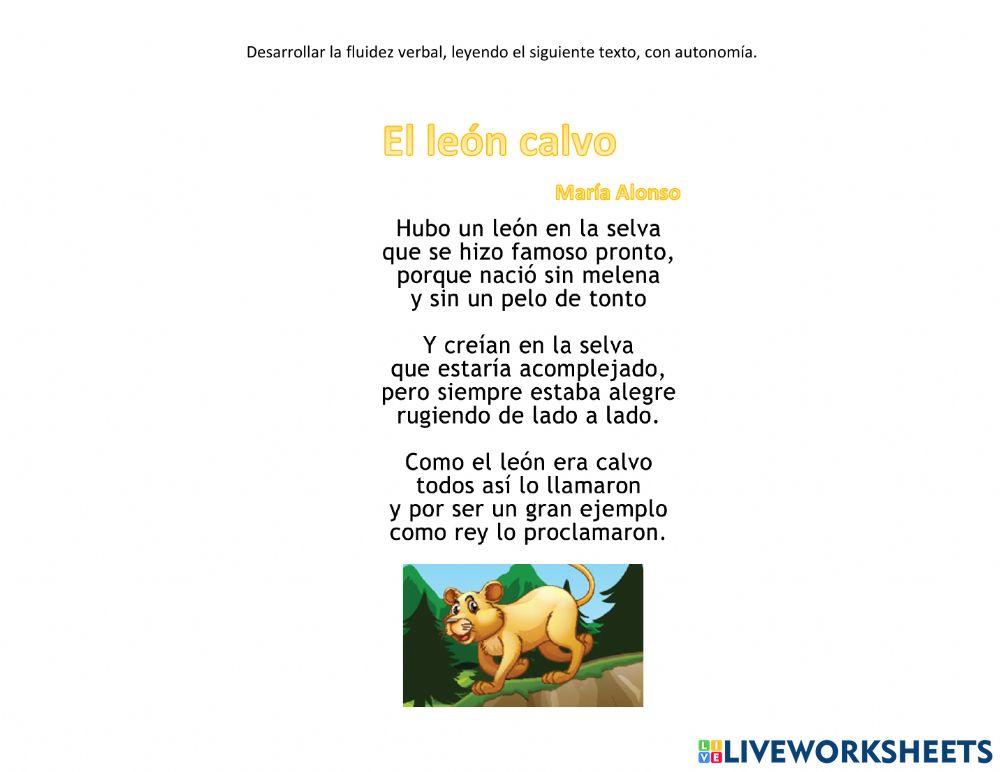 1418048 | Comprensión lectora - El león calvo