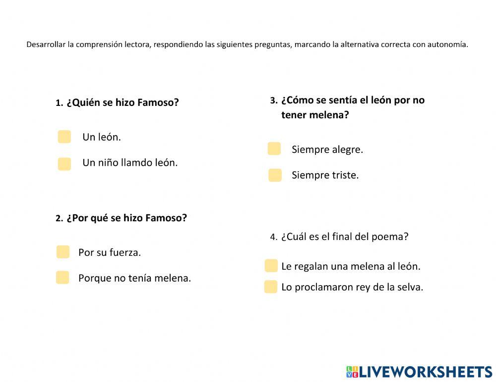 1418048 | Comprensión lectora - El león calvo