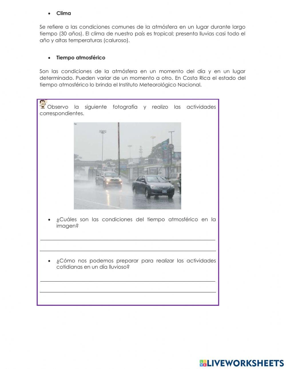 El clima | Free Interactive Worksheets | 1418085