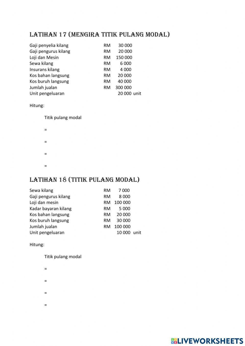 LilyTan | Latihan mengira tpm 9 1418166 | LiveWorksheets