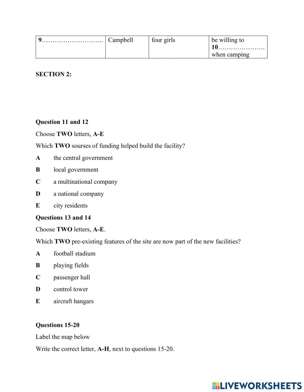 IELTS - Practice - Listening Test - IELTS Trainer Test 2 worksheet ...