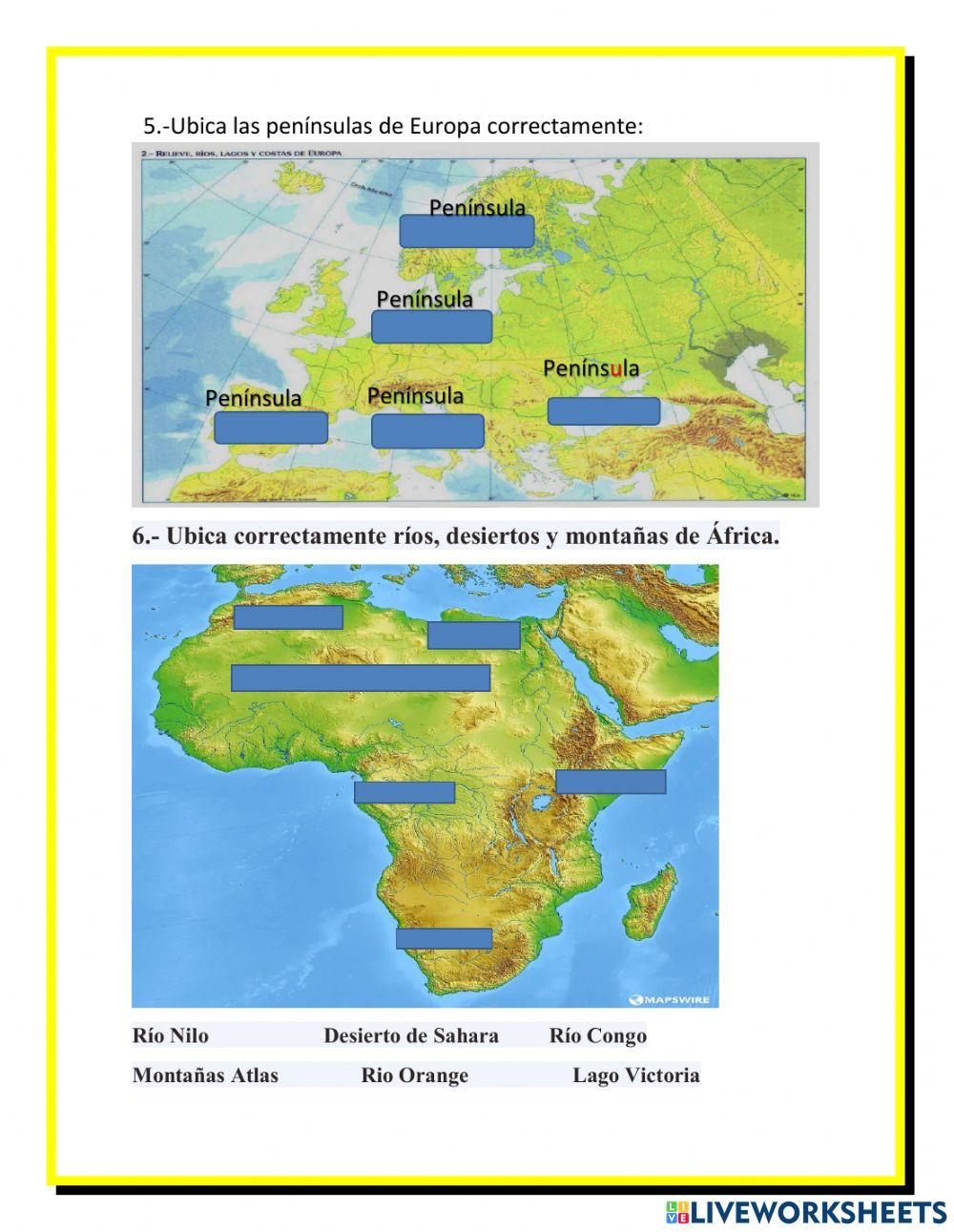 Los continentes online pdf worksheet | Live Worksheets