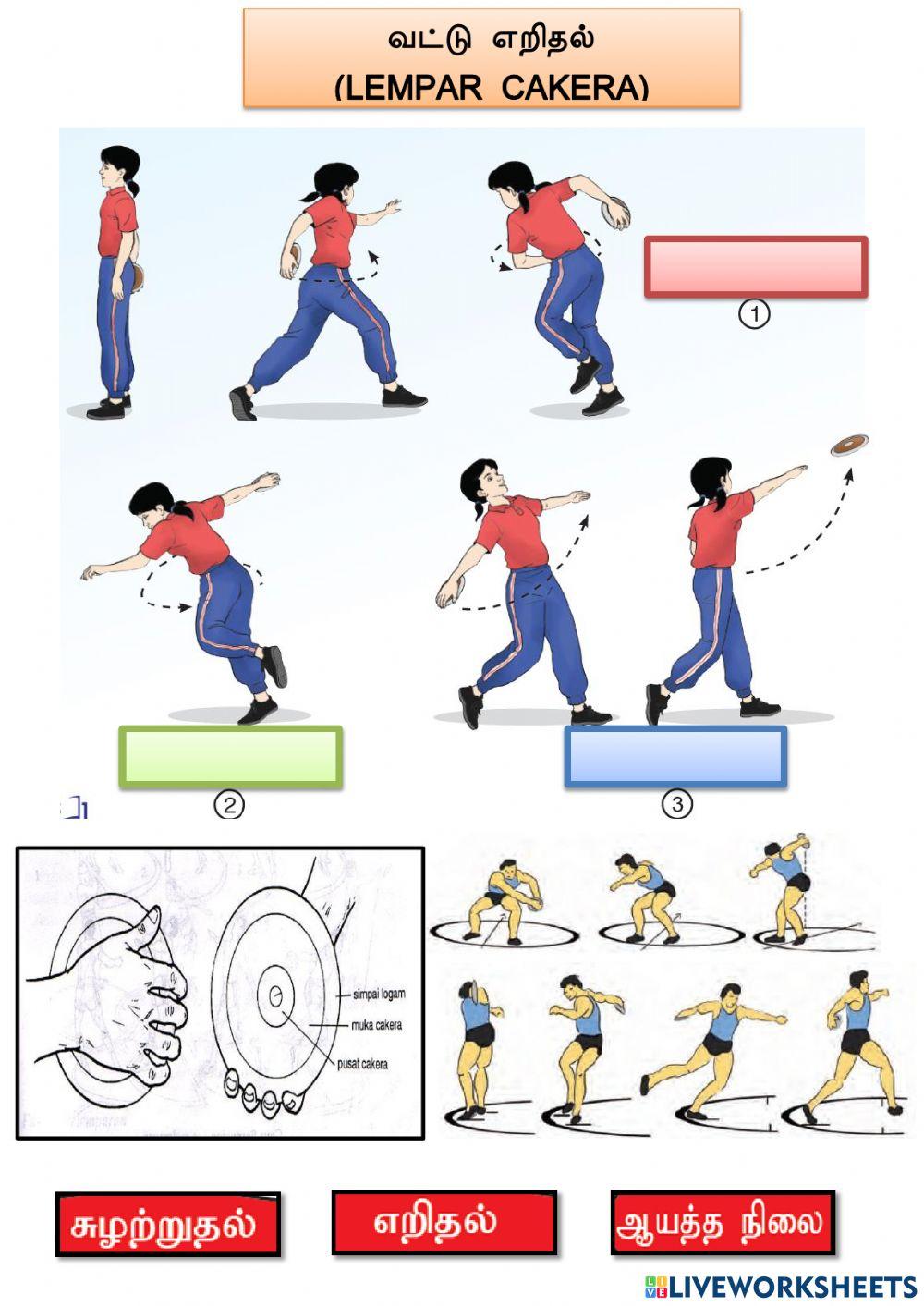 வட்டு எறிதல் (lempar cakera) worksheet | Live Worksheets