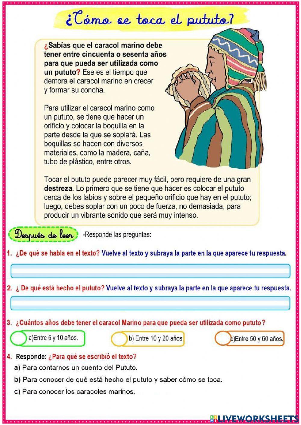 Cómo se toca el Pututo interactive worksheet | Live Worksheets