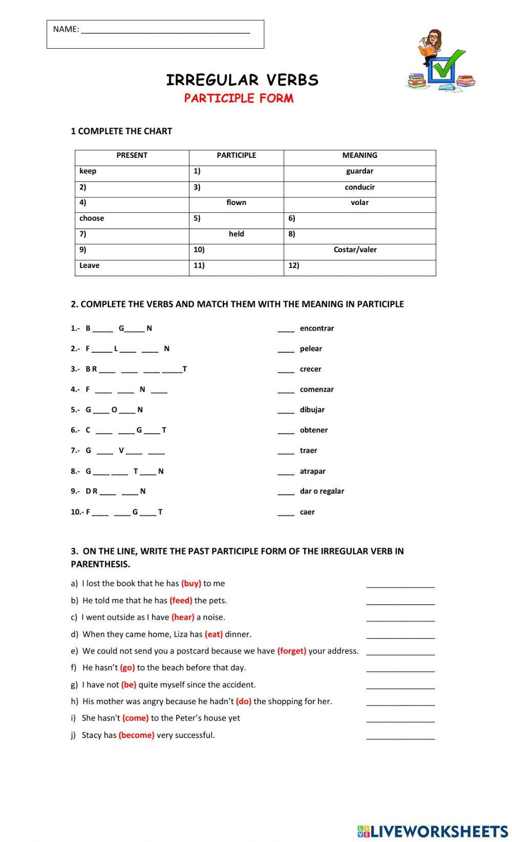 Irregular verbs in participle form 1419887 | Patricia