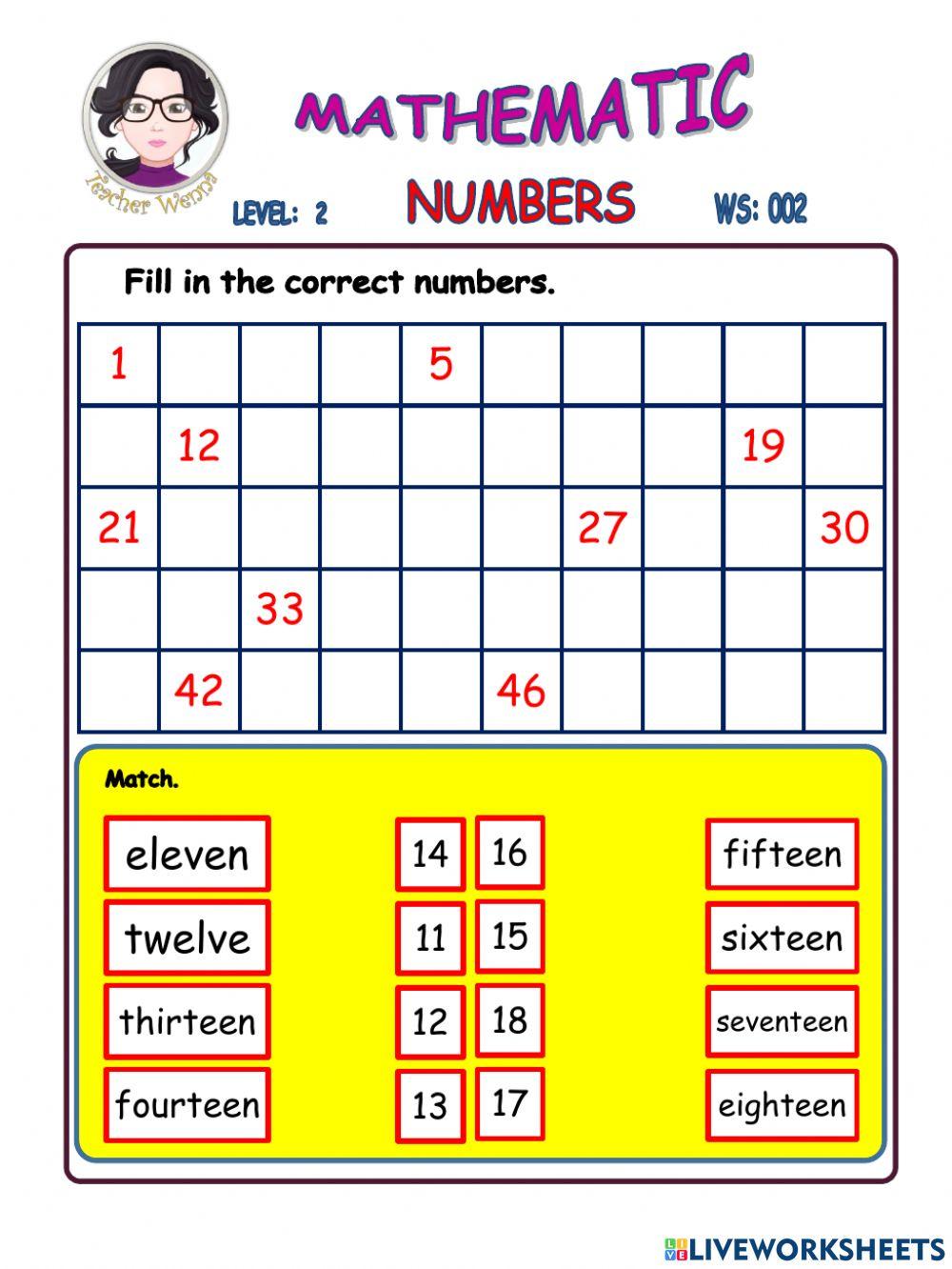 Numbers 1547094 | Wenna Foong | Live Worksheets
