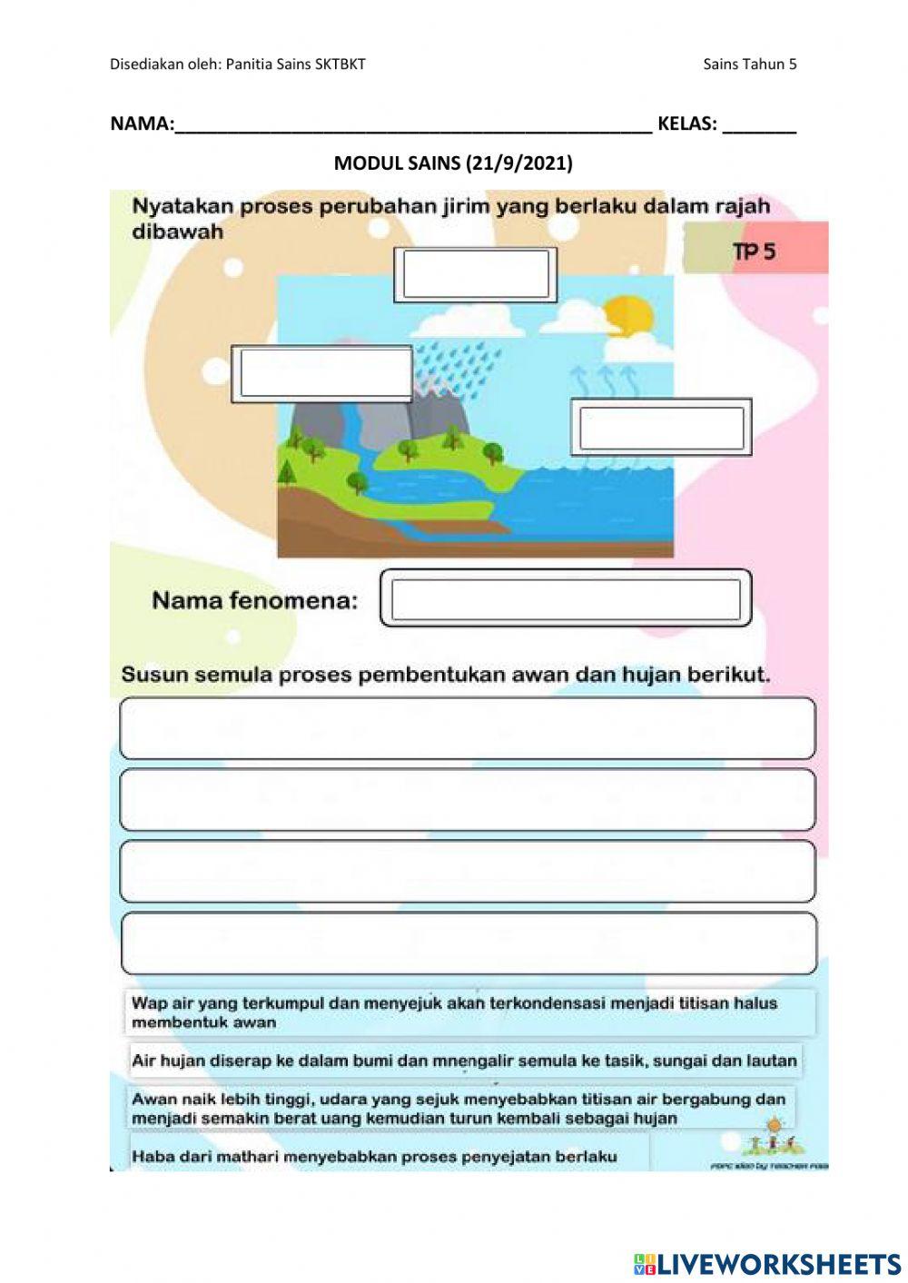 TAHUN 5: AWAN DAN HUJAN online exercise for | Live Worksheets
