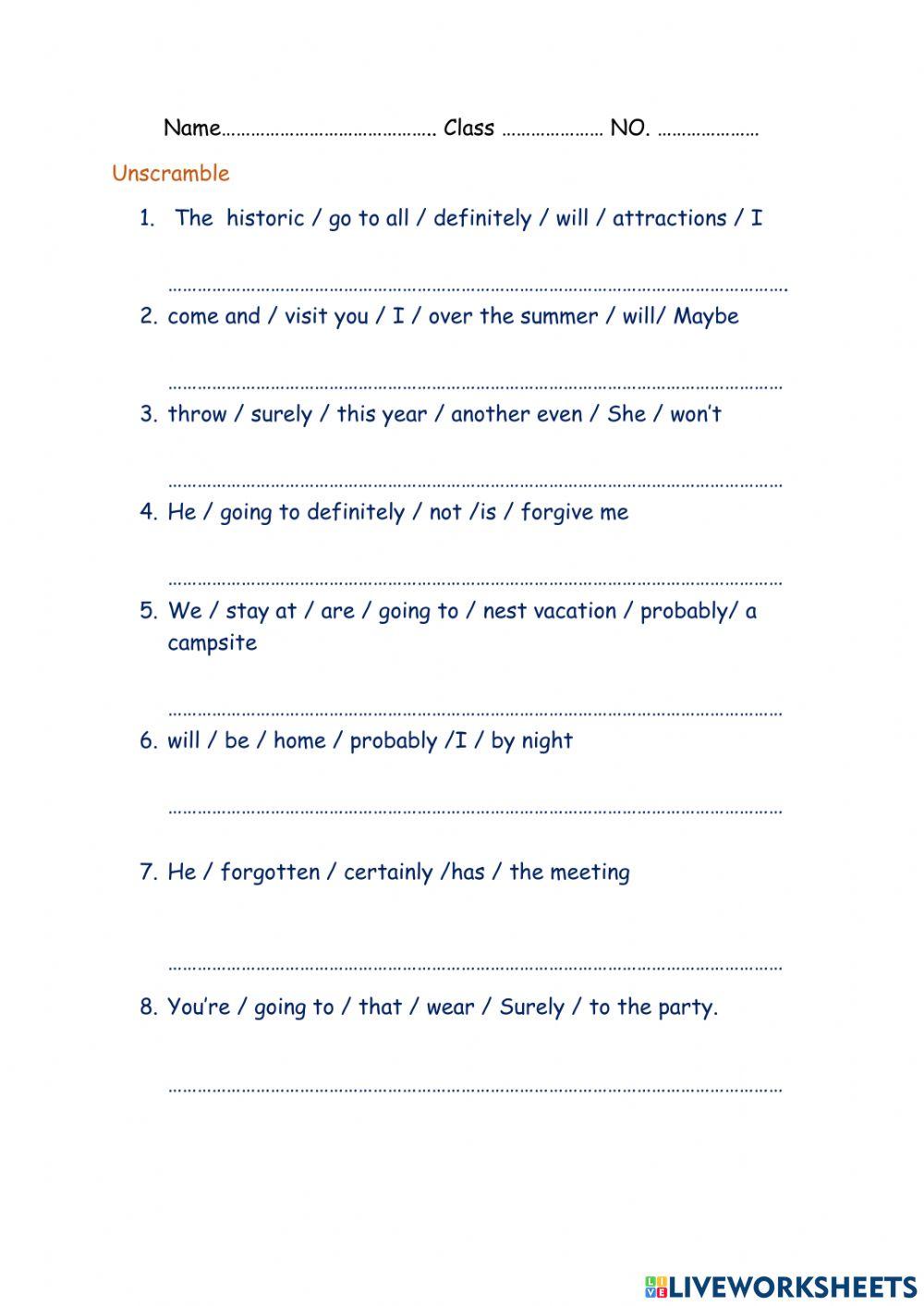 ADV.of Certainty worksheet | Live Worksheets