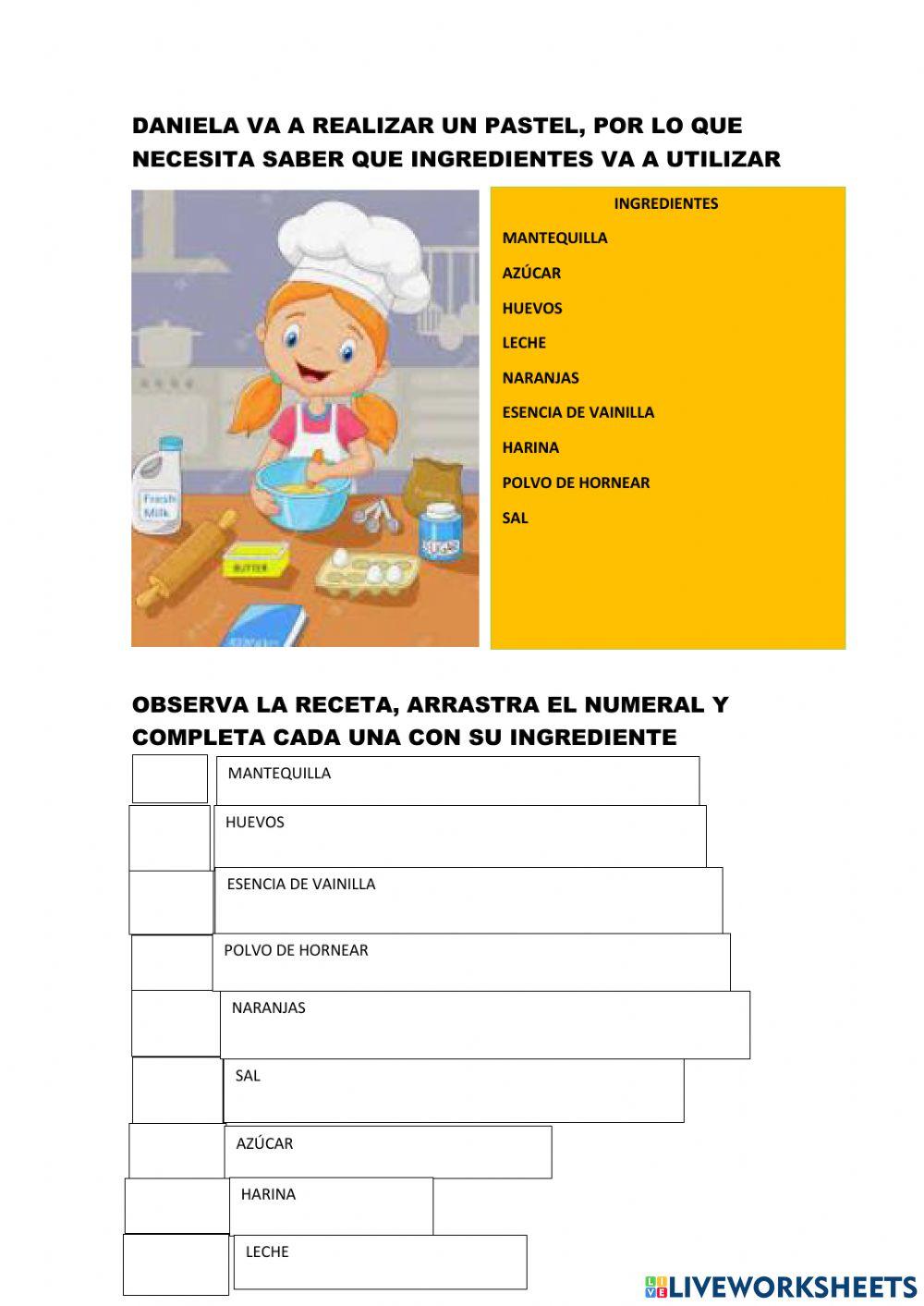 Hacer un pastel worksheet | Live Worksheets