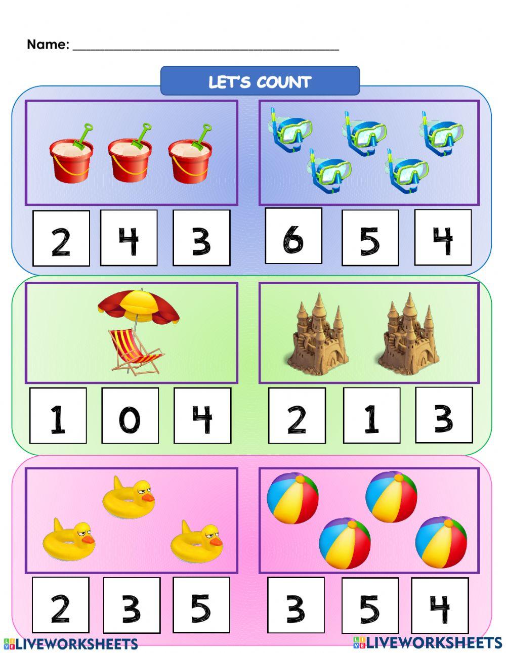 Counting online pdf worksheet | Live Worksheets