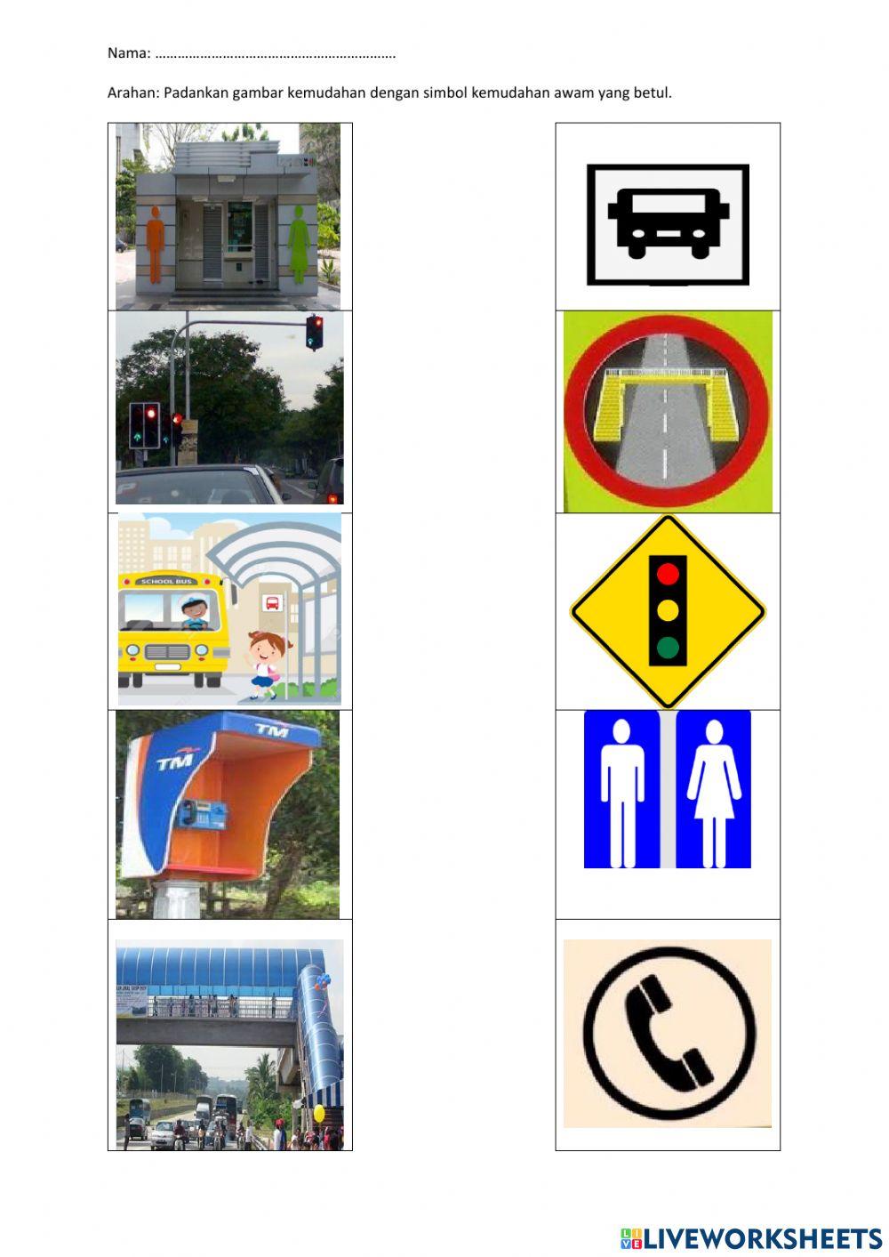 Pdf online activity: Kemudahan Awam | Live Worksheets