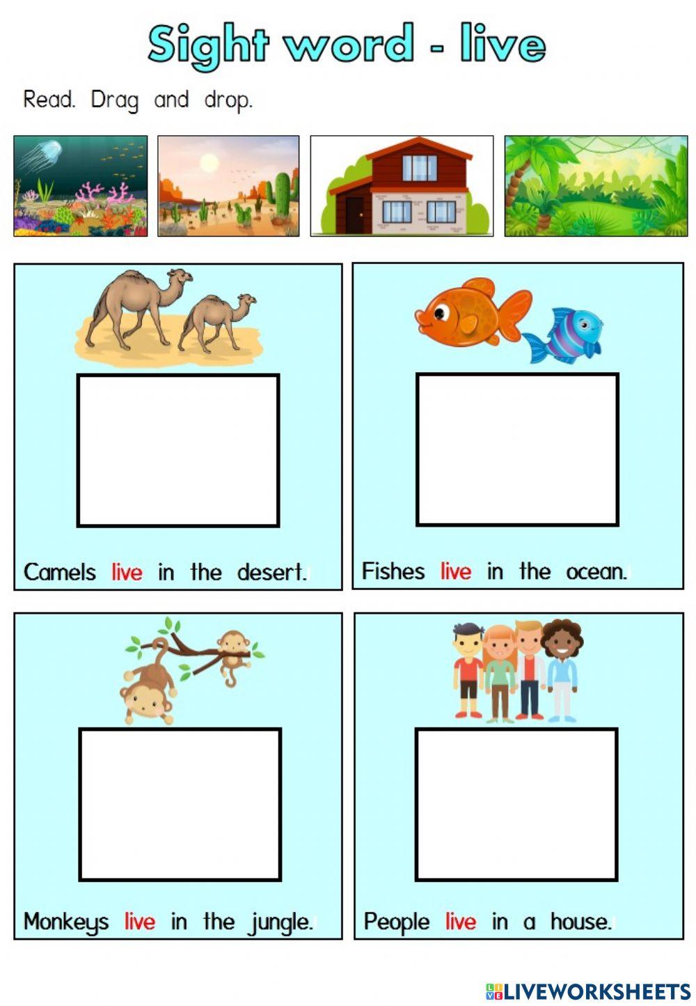 Sight word - li… | Free Interactive Worksheets | 1421207