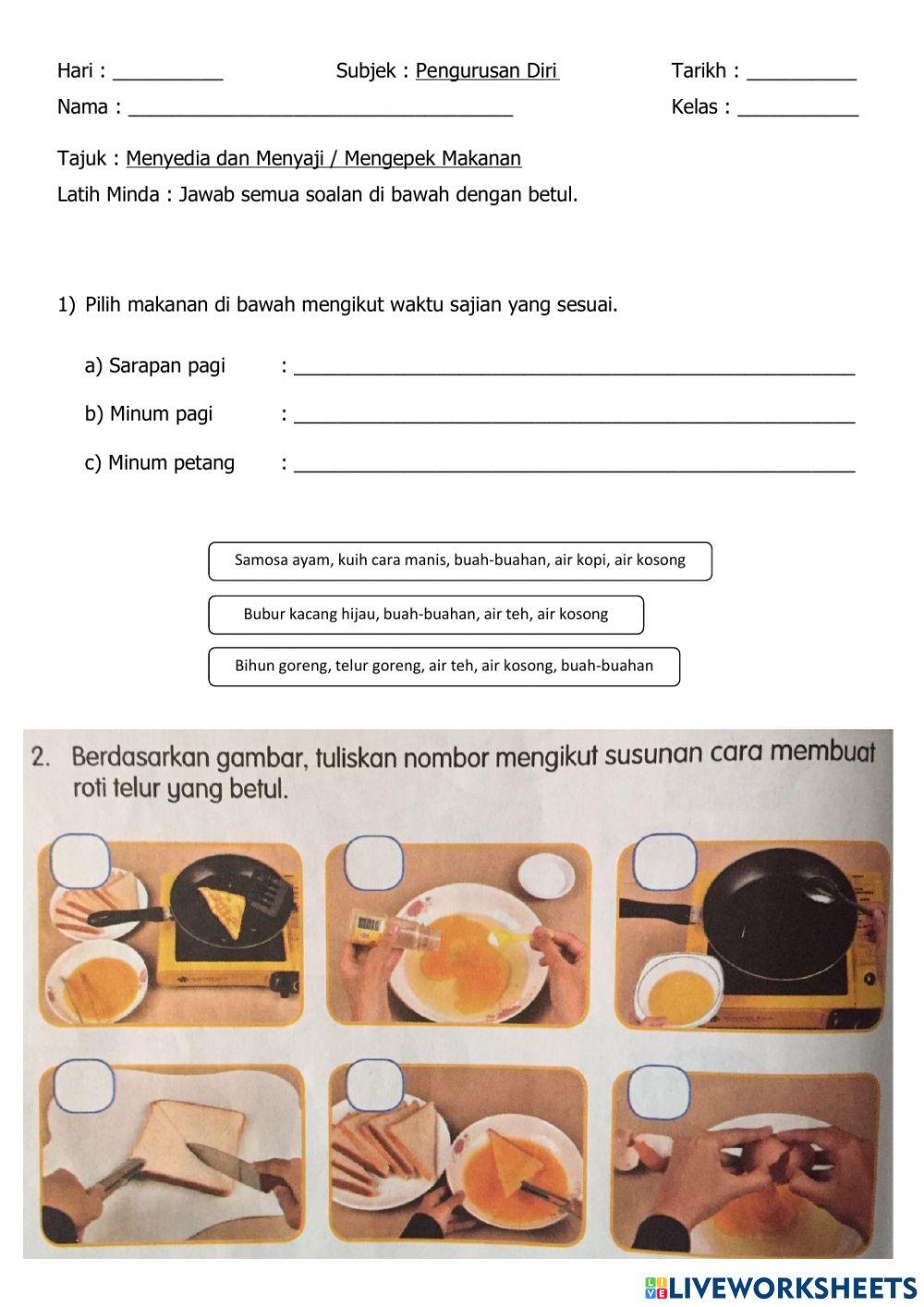 Pengurusan diri ppki : latih minda worksheet | Live Worksheets