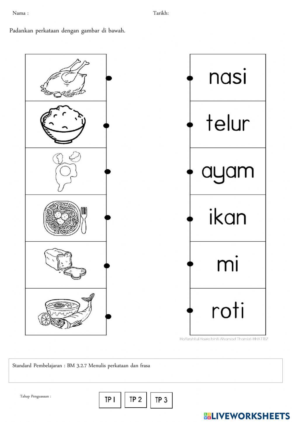 Suaikan perkataan online worksheet | Live Worksheets