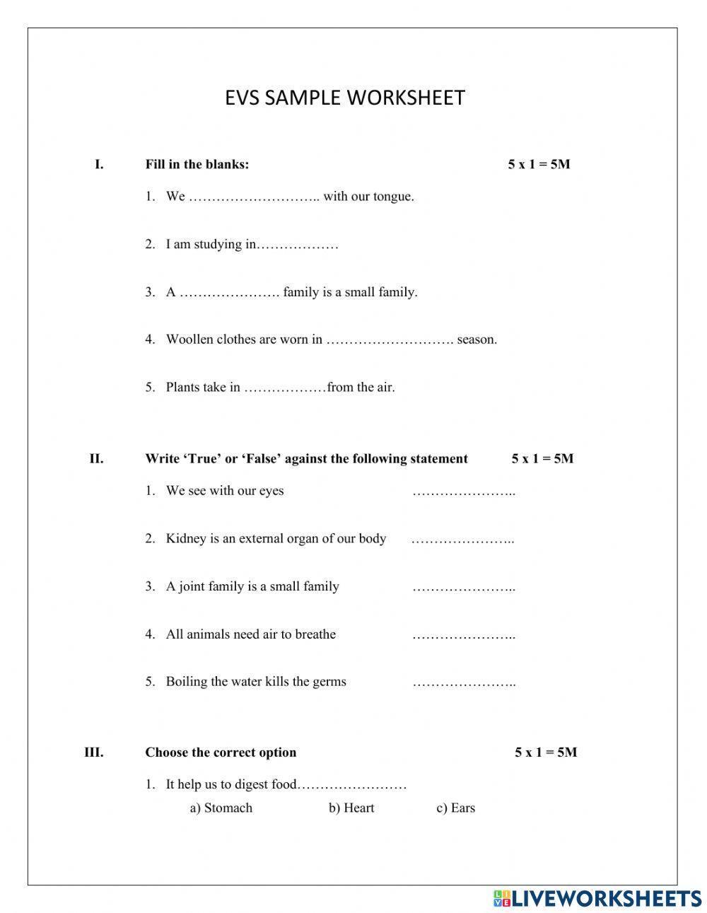Evs sample qp worksheet | whatdhellman | Live
