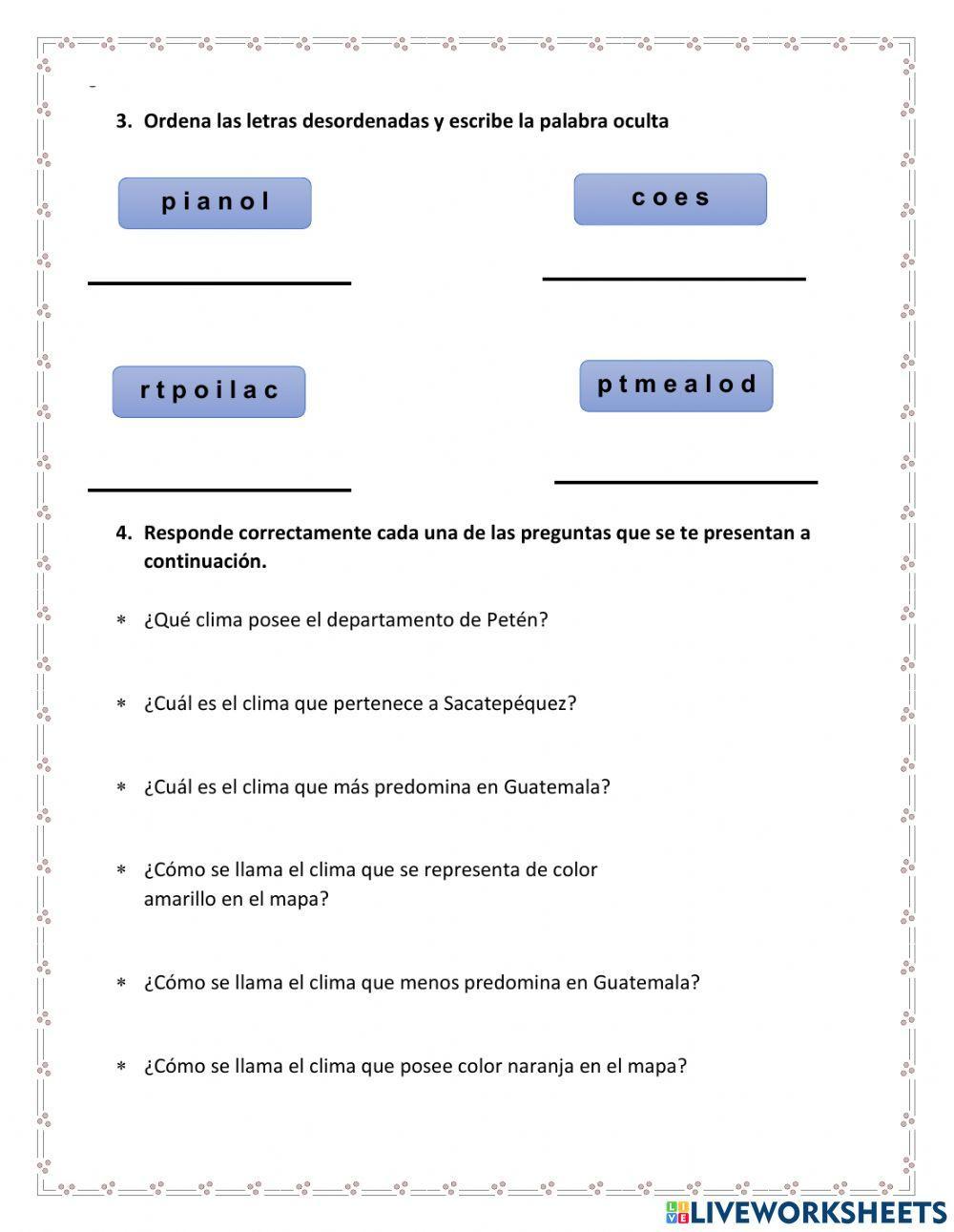 El clima | Free Interactive Worksheets | 1421767