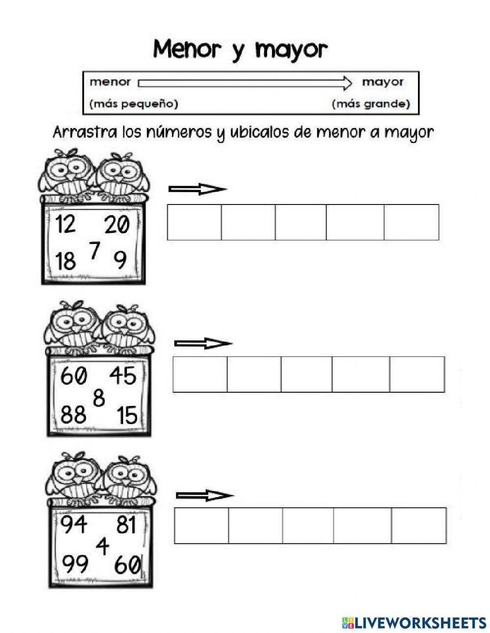 Menor y mayor interactive worksheet | Live Worksheets